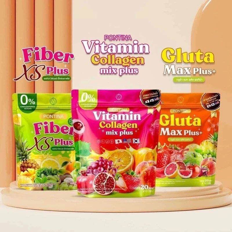 (1 Pack) Protina Vitamin Collagen Mix Plus/Gluta Plus/Fiber X S PONTINA ...