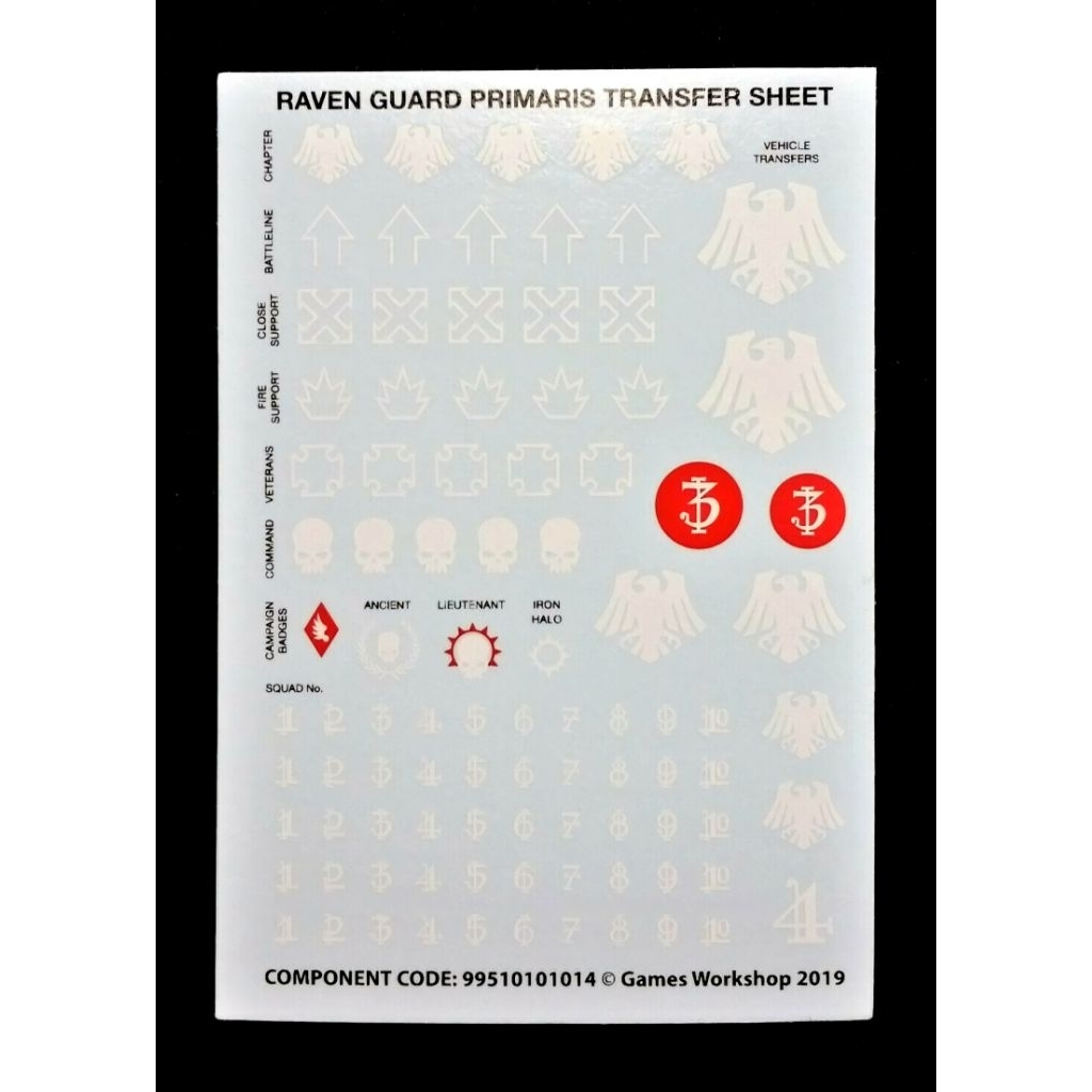 Warhammer 40k: Space Marines: Raven guards:Transfer Sheet: Decal ...