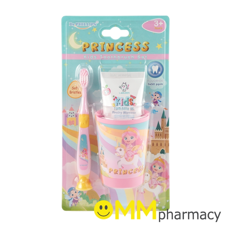 Princess Toothbrush Set + Mouthwash Glass + Toothpaste 50ML.(Fruity ...
