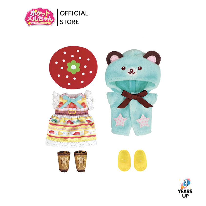 POCKET Meljang MELL CHAN Doll Dress Cake Skirt & Bear Clothes Set ...