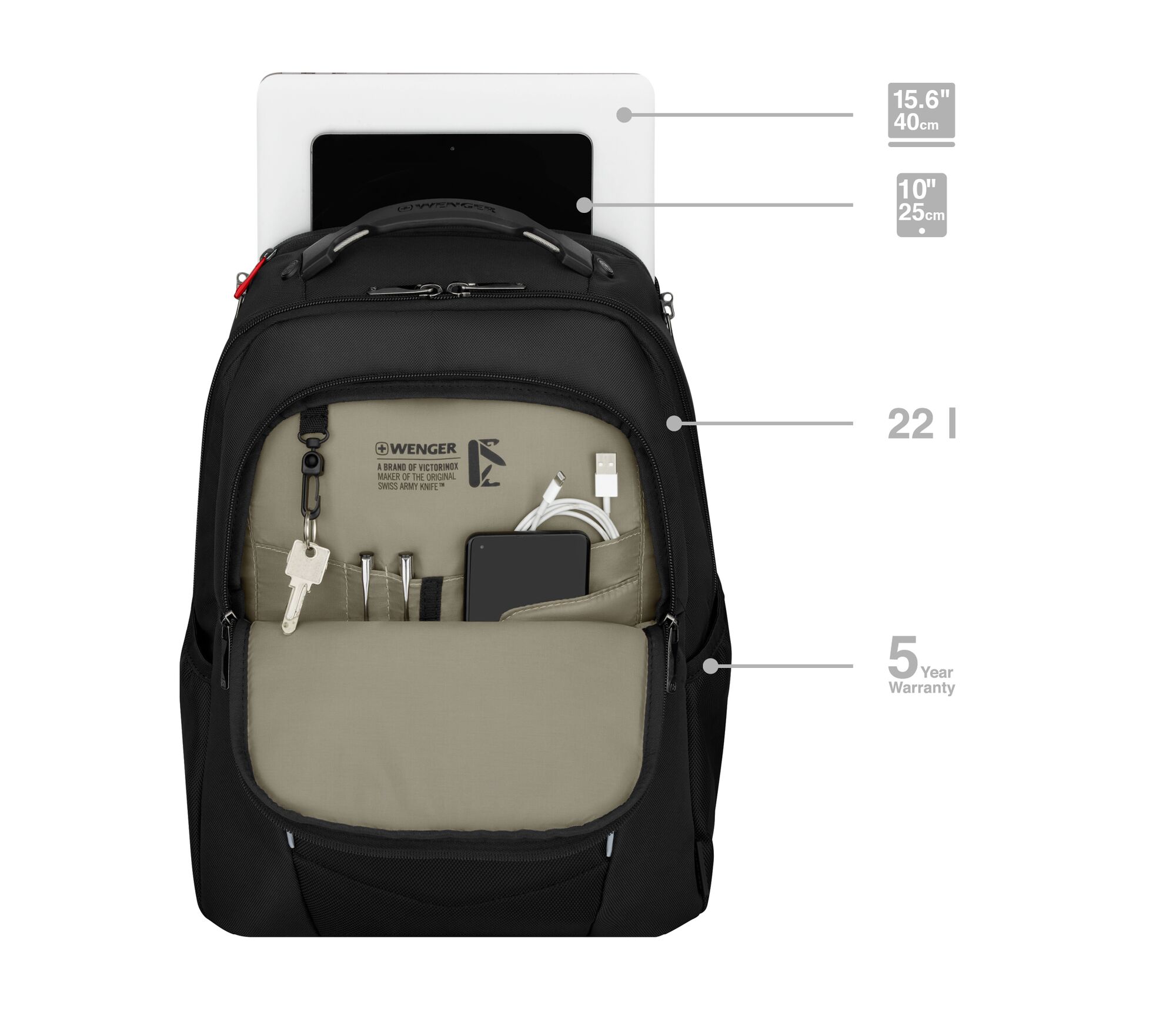 Wenge New Icons Altair Backpack Black 15.6'' Laptop with Tablet Pocket ...