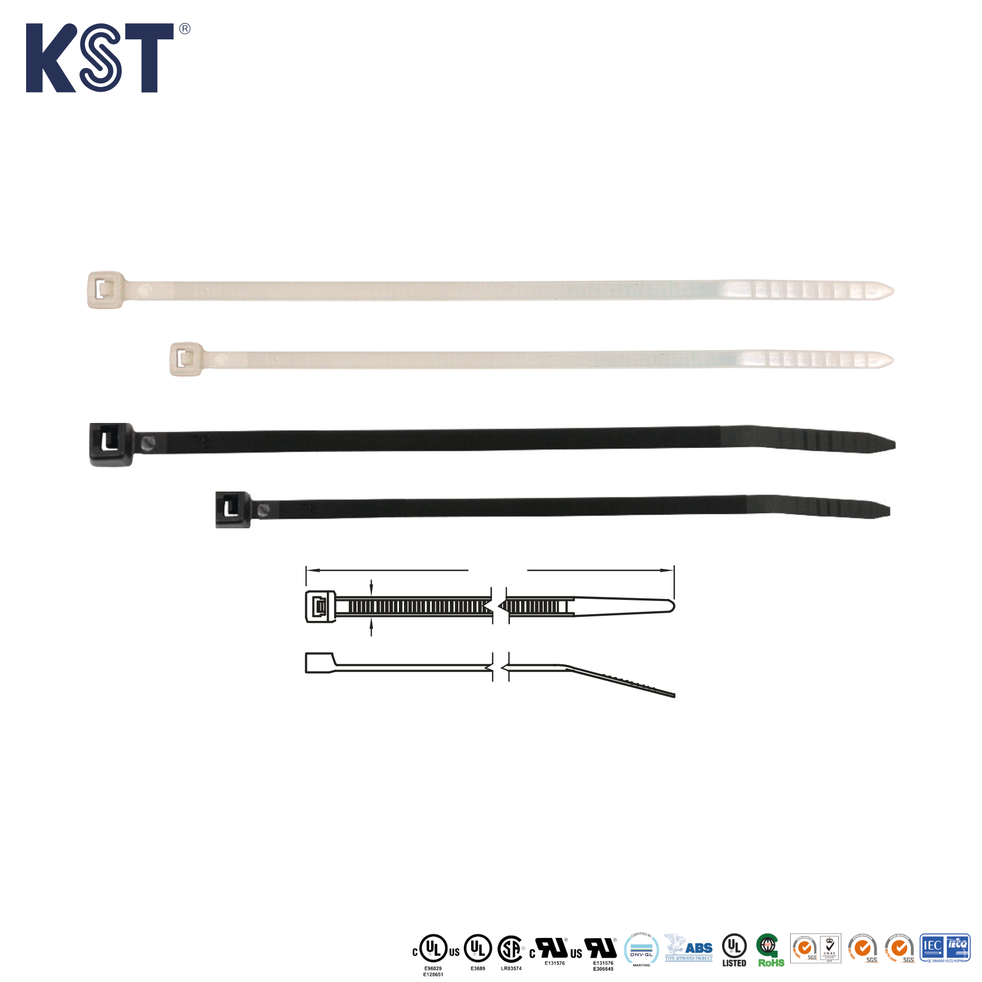KST Cable Ties 17-24 Inches White/Black Nylon (PA66) 100 Pieces Per Bag. | Shopee Malaysia
