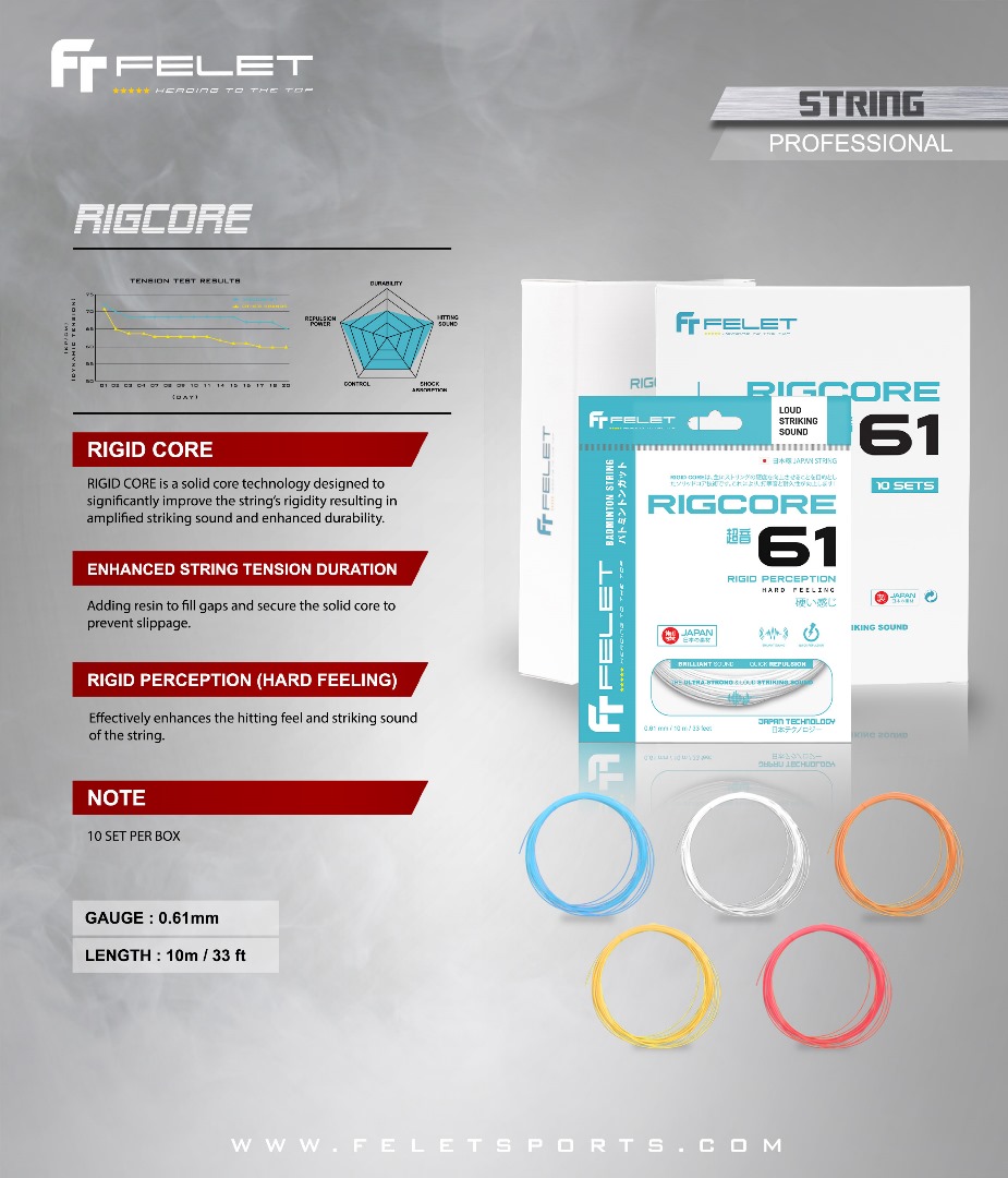 FELET Badminton String RIGCORE 61 Model | Shopee Malaysia