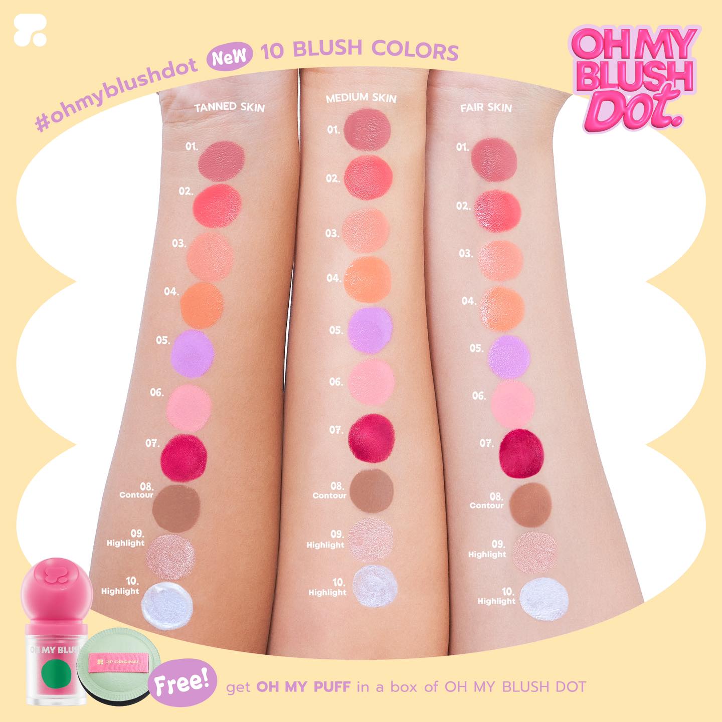 2P ORIGINAL OH MY BLUSH DOT 3 g. Water-Based (Color Number 09-10 No Puff Included) | Shopee Malaysia