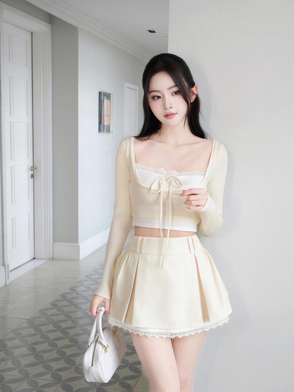 Set Of 3 Pieces Great Value Cream-Colored Short-Sleeved Shirt Stretchy ...