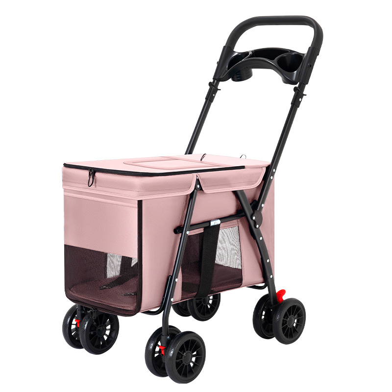 Dog And Cat Stroller Removable Pet 4-Wheel Animal Cart Foldable And Can ...