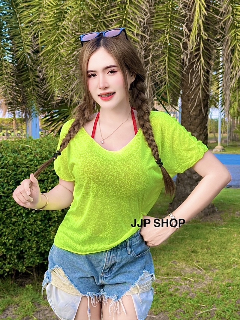 Bikini Robe Colorful Short-Sleeved Shirt With V-Neck Pendant. Thin ...