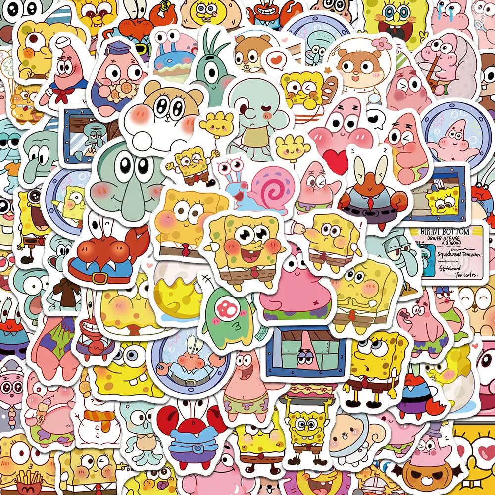 SpongeBob SquarePants Beaver Kitten Cartoon Stickers (Randomly Sent ...