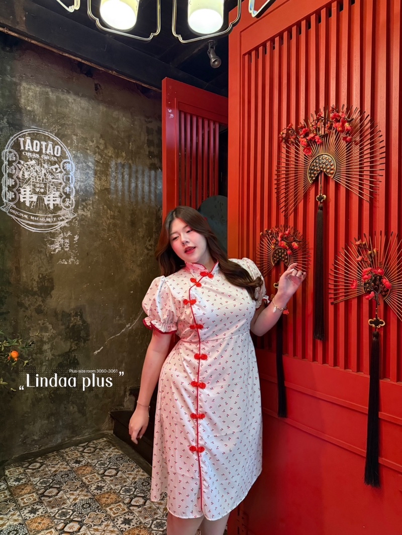 /LD/ Cheongsam Dress Plump Girl Cherry Pattern Very Cute Large Size ...