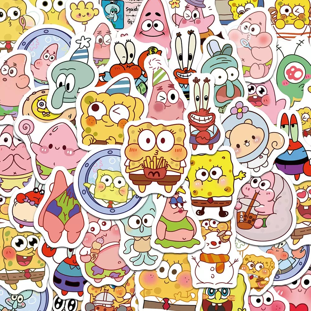 SpongeBob SquarePants Beaver Kitten Cartoon Stickers (Randomly Sent ...