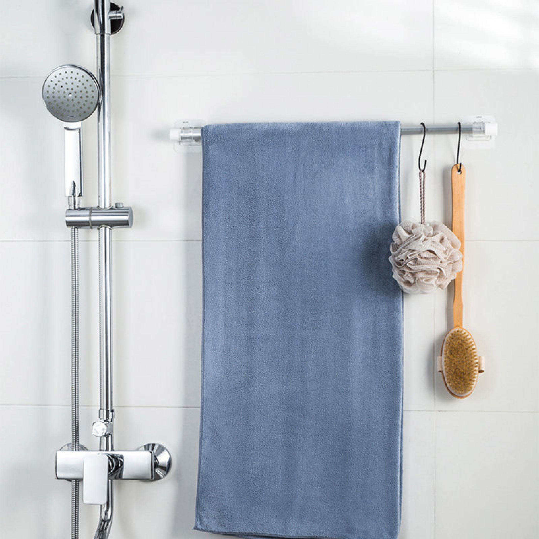 Self-Adhesive Curtain Rod Holder Kitchen And Bathroom Shower Towel Rack ...