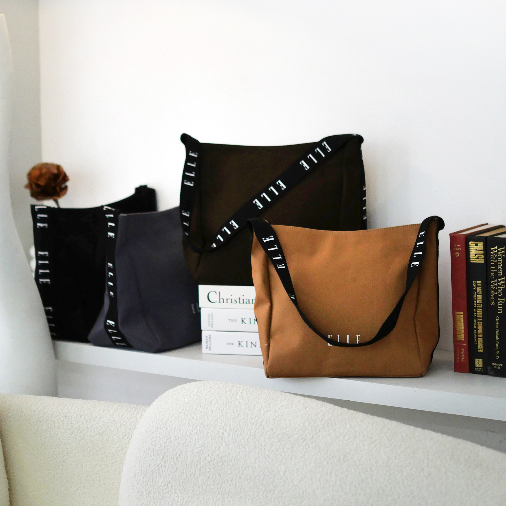 ELLE HOBO BAG Canvas Fabric Tote Bag Women Available In 3 Colors Ewg ...