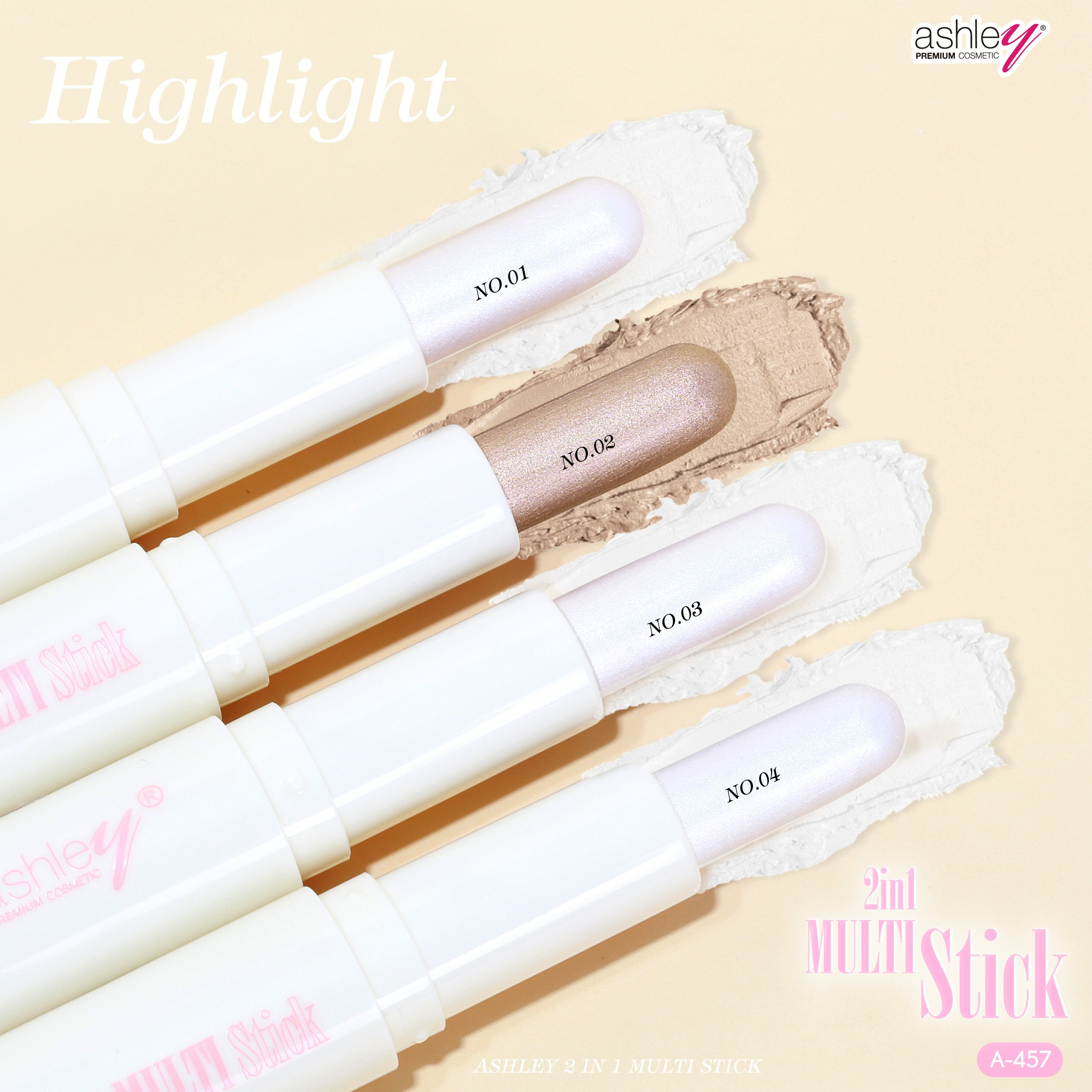 Ashley A-457 2in1 multi stick Blush Contour Highlight All In One Easy ...