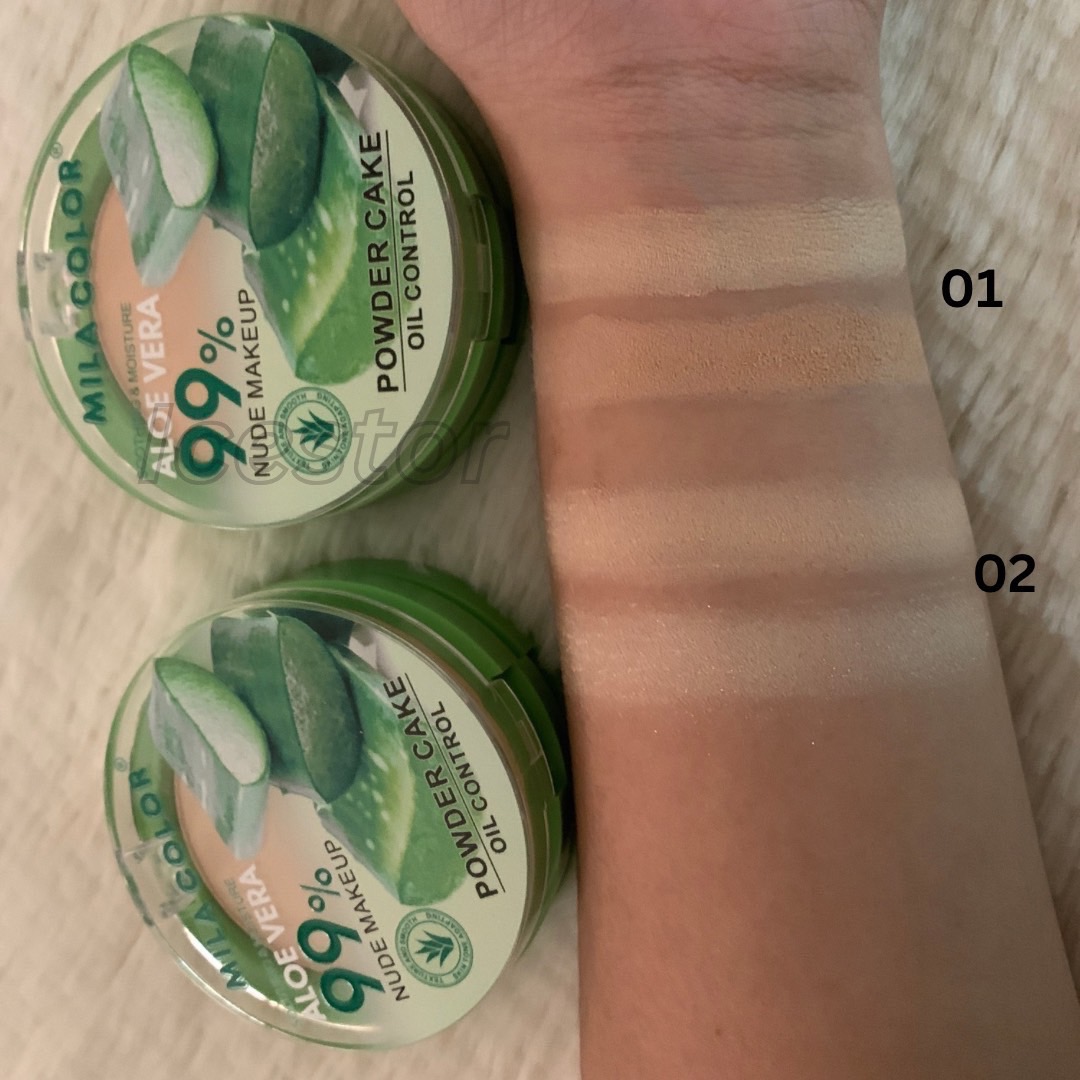 MC5091 MILA COLOR POWDER CAKE ALOE Vera 2-Ply Puff Fine Texture Easy To ...