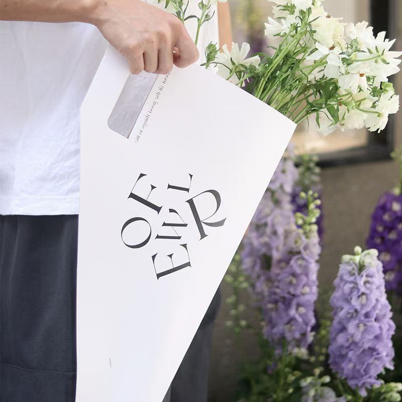 CCT Thick Paper White Bouquet Wrapping Roses Screen-Printed Words For ...