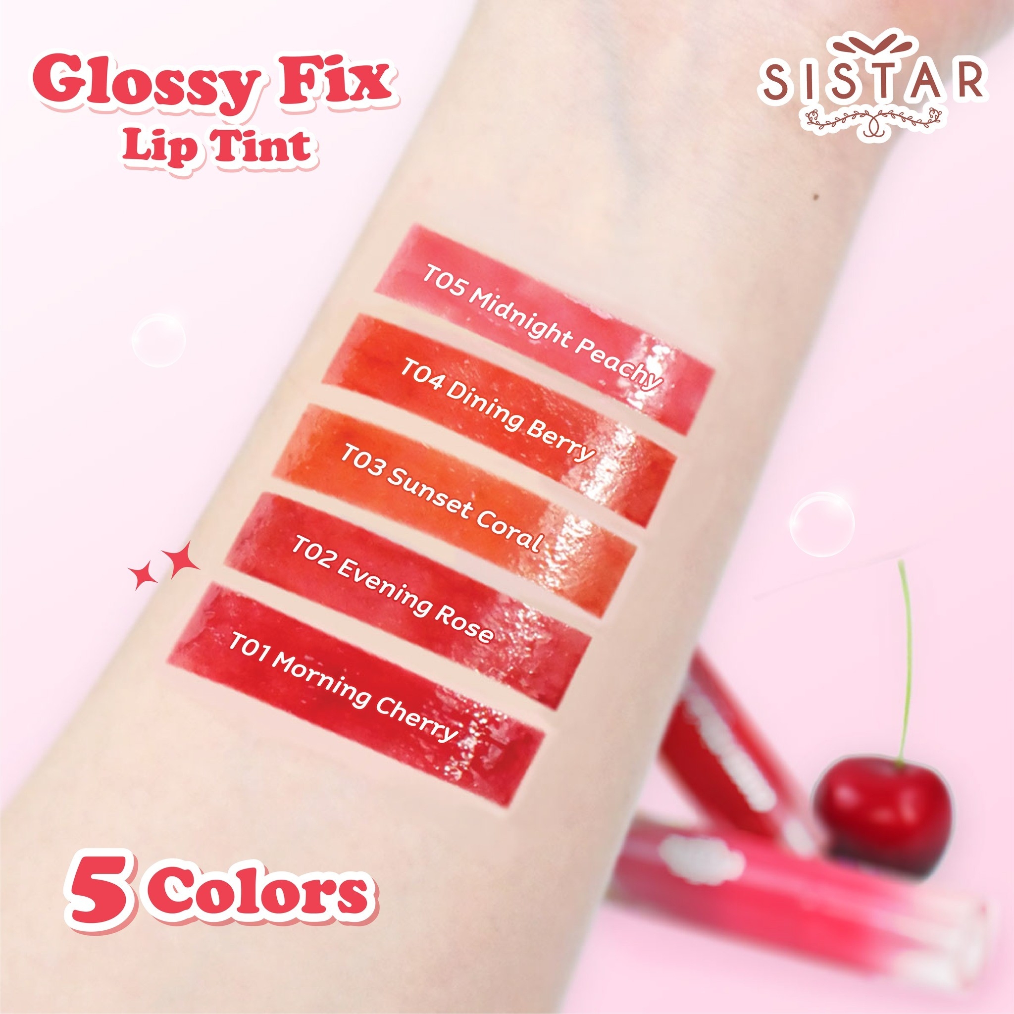 Sistar Official Glossy Fix Lip Tint 5 Colors | Shopee Malaysia