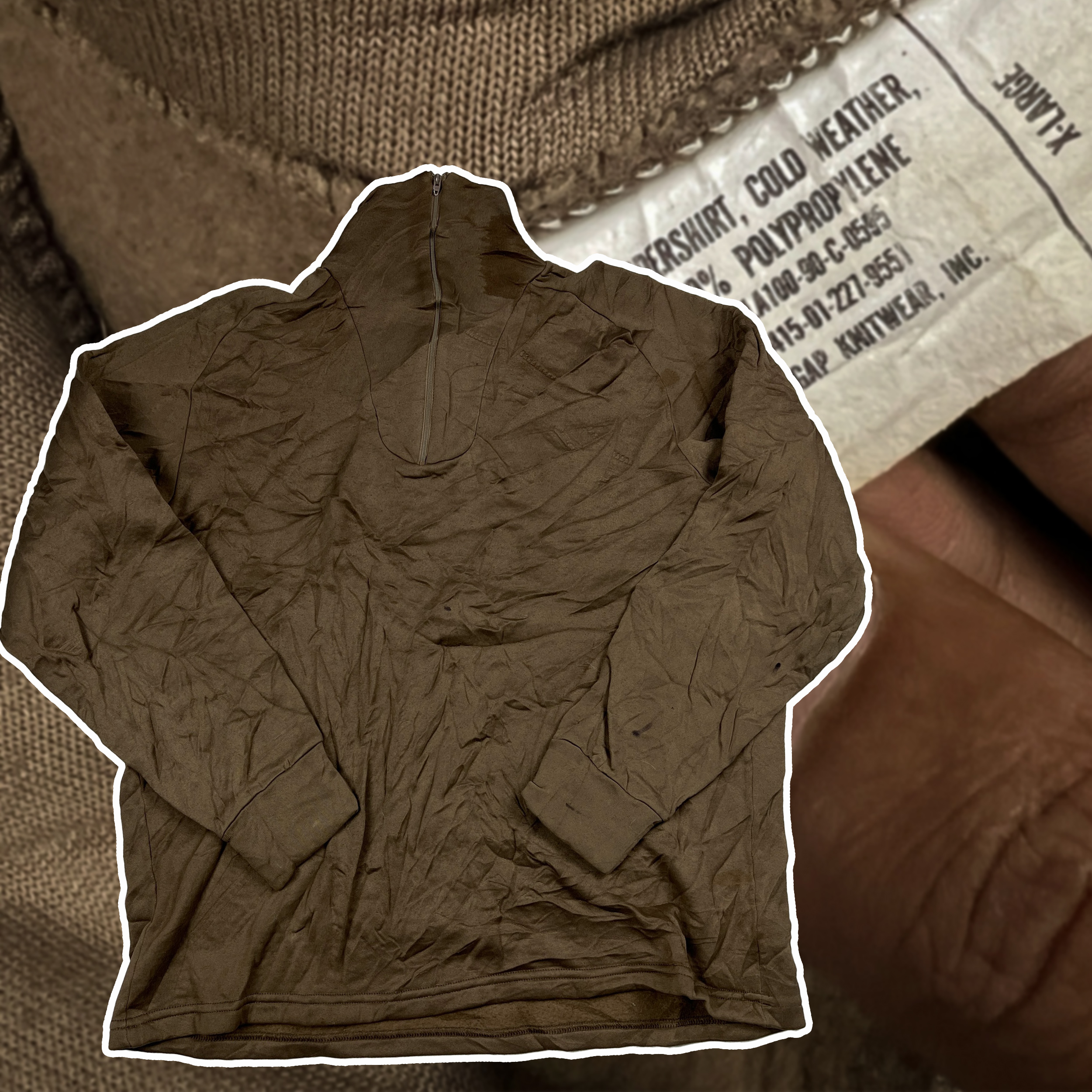 Sweater Shirt Long Sleeve 1990s UNDERSKIRT COLD WEATHER 1 POLYPROPYLENE ...