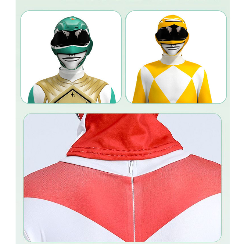 Power Rangers Costumes Suit Halloween Party Super Hero Cosplay Jumpsuit ...