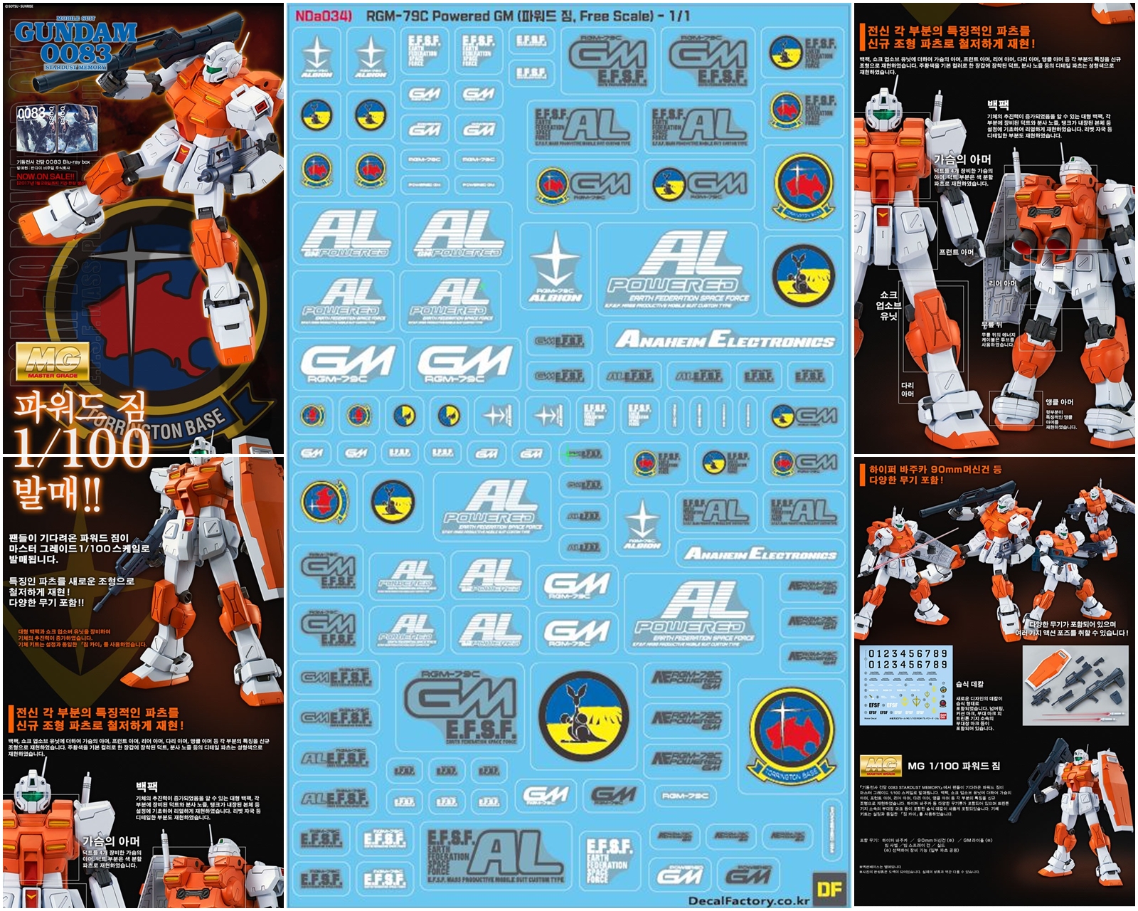 [EZ DECAL] E17/S14 HG 1/144 RGM-79C POWERED GM GUNDAM WATER SLIDE DECAL [HG SCALE] PRE-CUT ...
