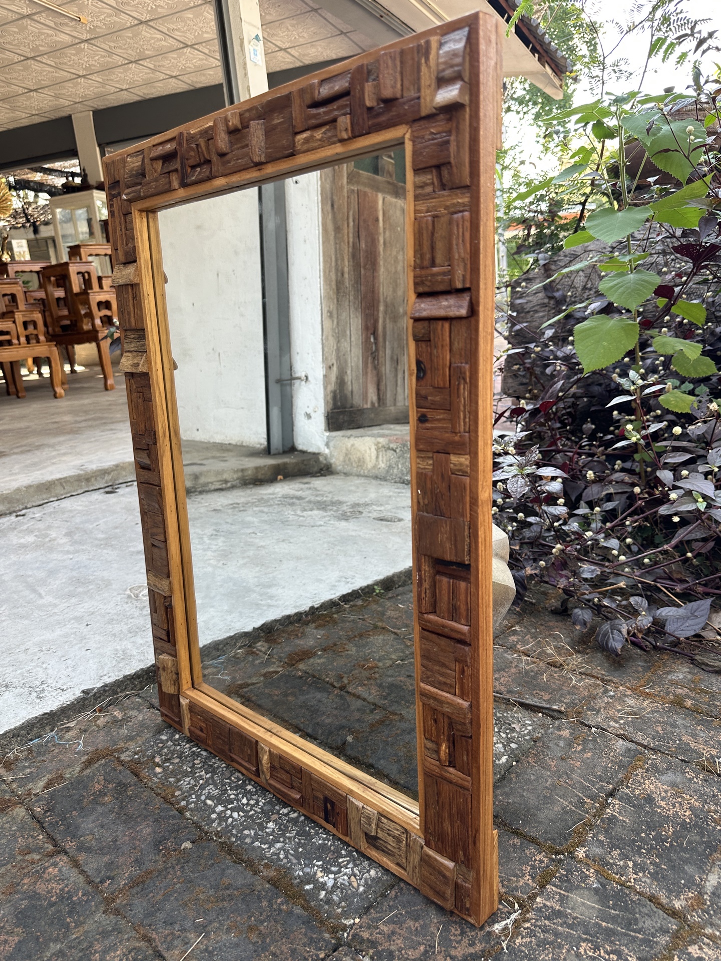 Teak Mirror Patch Work 2 Sizes Country Style Wooden Old Retail Frame ...