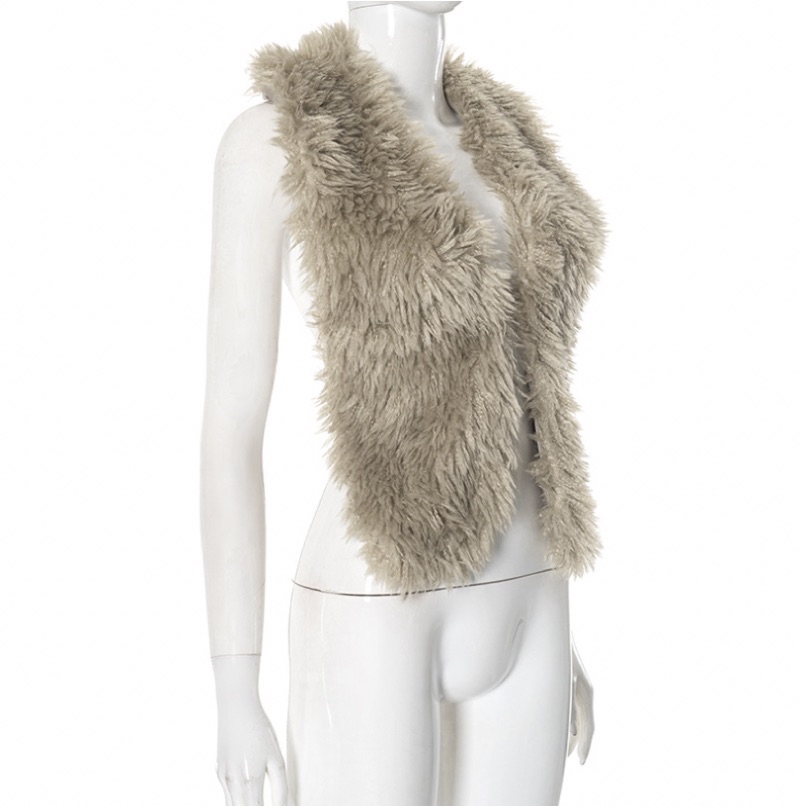 Sexy Furry Crop Top Faux Fur Party Festival Cream Beige | Shopee Malaysia