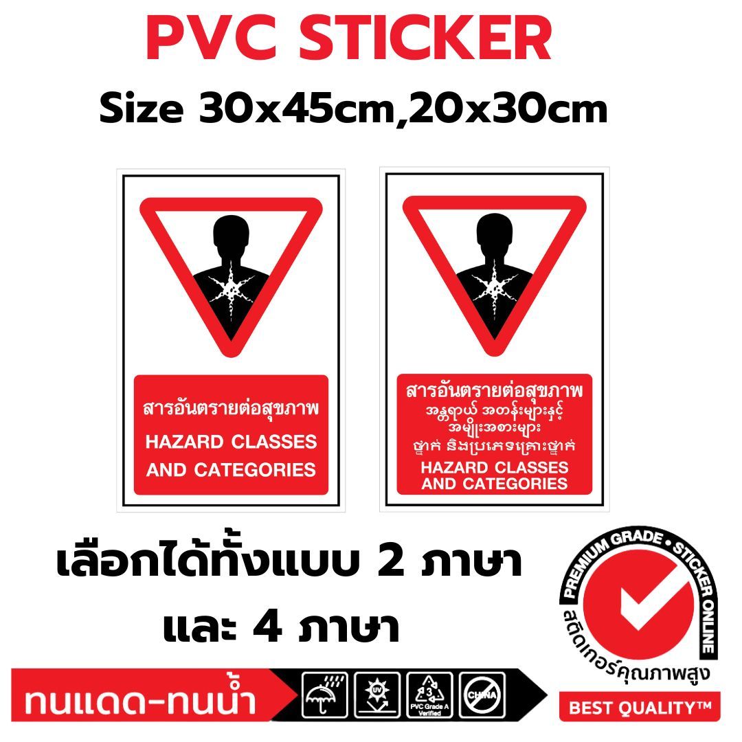 (381)Sticker PVC Sticker Health Hazard Classes and Categories No Label ...