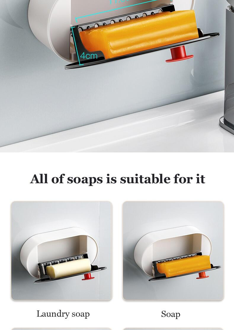 ECOCO Wall-Mounted Soap Holder No Drilling Required Plastic 2-Layer Extra Space Saving | Shopee ...