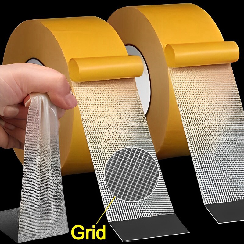 Double-Sided Grid Tape-Heavy-Duty Transparent Mesh-Waterproof Without ...