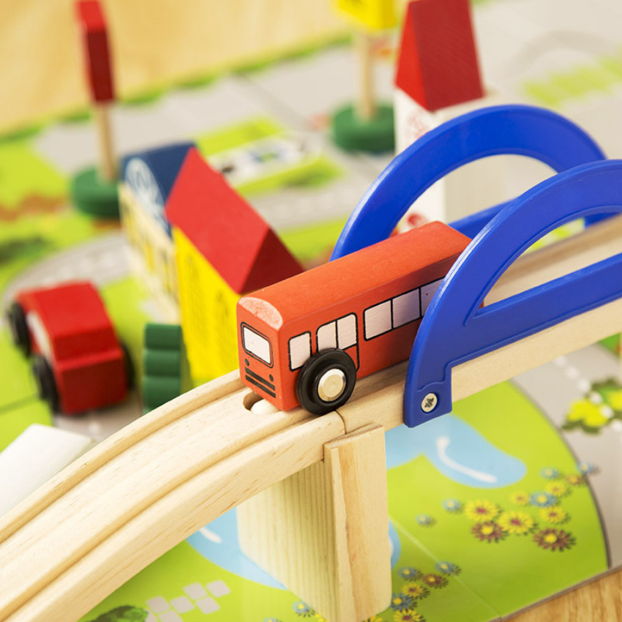 40-Piece Wooden Toy Set Rail Overpass Train Track Build A Model City ...