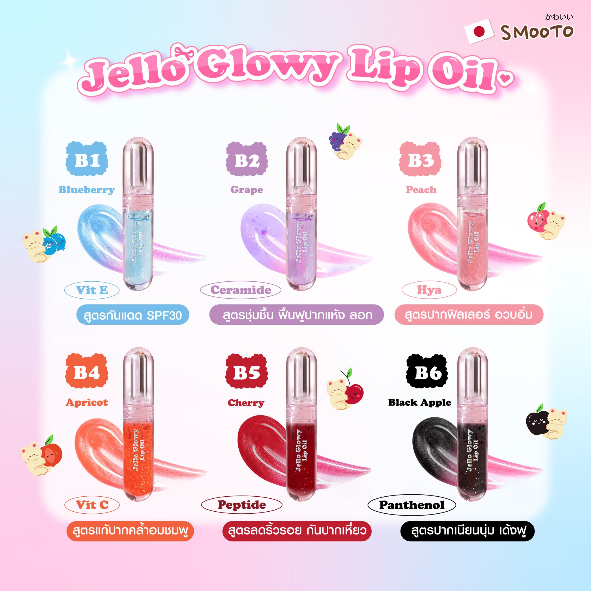 Special gift Box (Smoothto Jello Glowy Lip Oil Complete 6 Colors In 1 ...