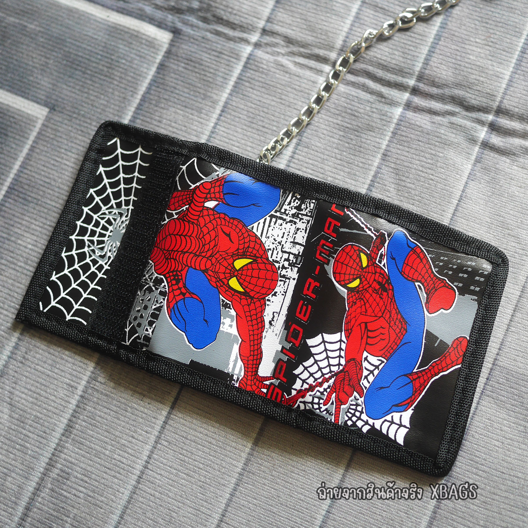 Kids Wallet 3 Fold Small PU Screen Spider Man Pattern With Chain ...