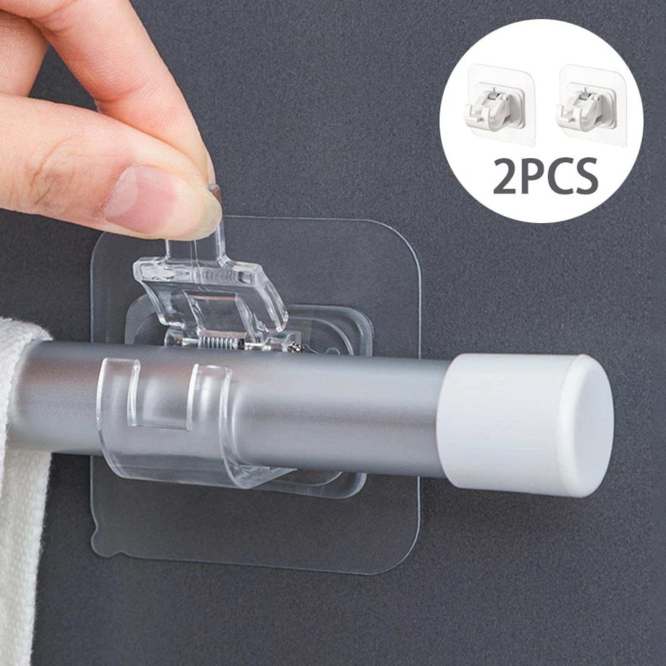 Self-Adhesive Curtain Rod Holder Kitchen And Bathroom Shower Towel Rack ...