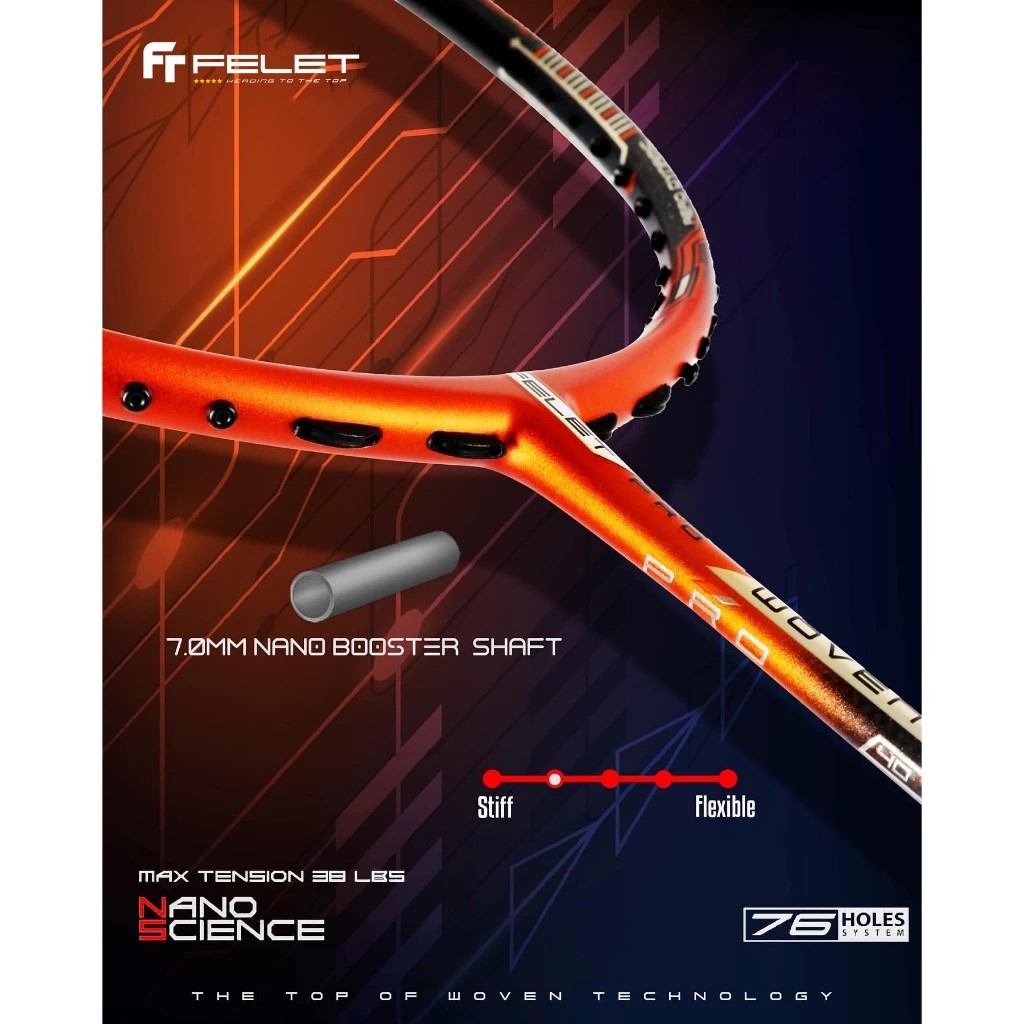 FELET Badminton Racket Model WOVEN 999 [Free String + Free Stringing ...