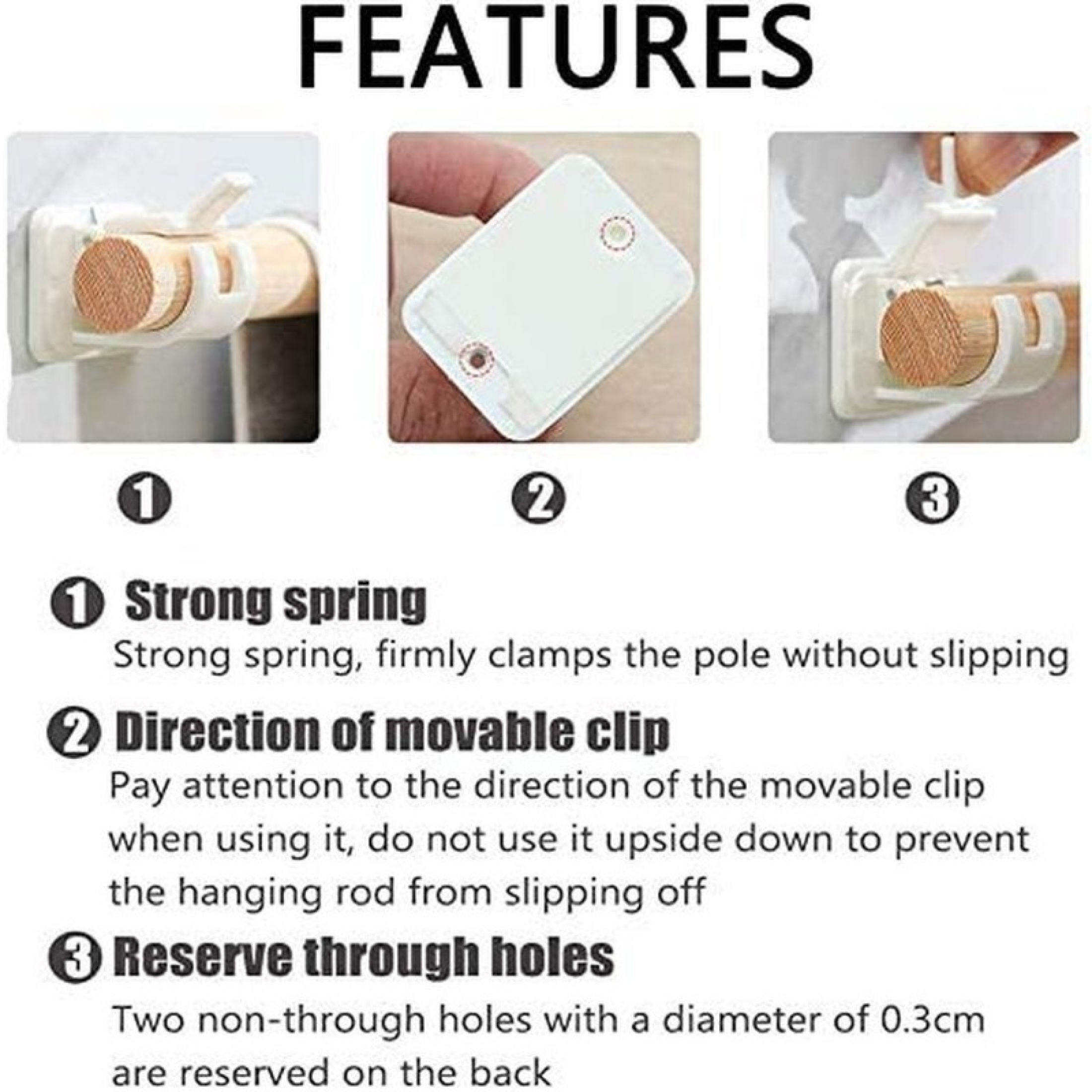 Self-Adhesive Curtain Rod Holder Kitchen And Bathroom Shower Towel Rack ...