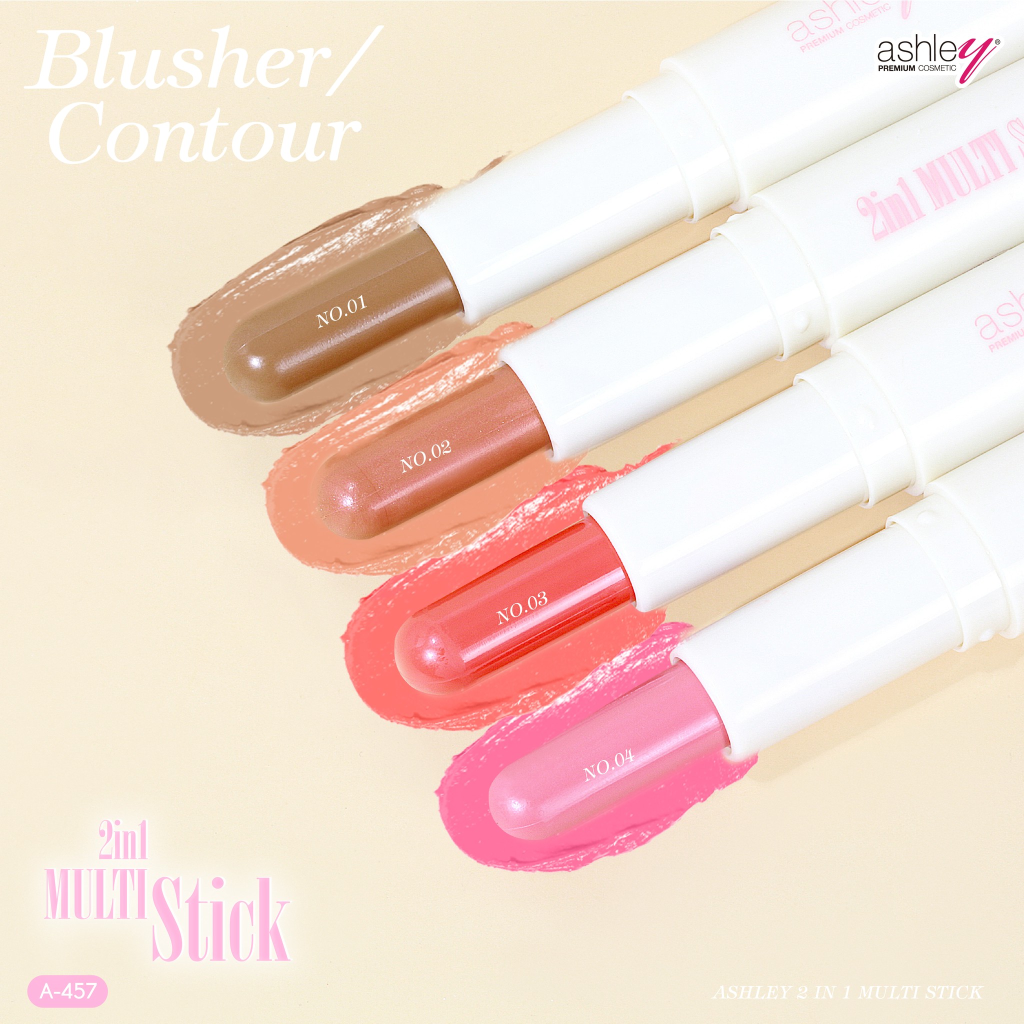Ashley A-457 2in1 multi stick Blush Contour Highlight All In One Easy ...