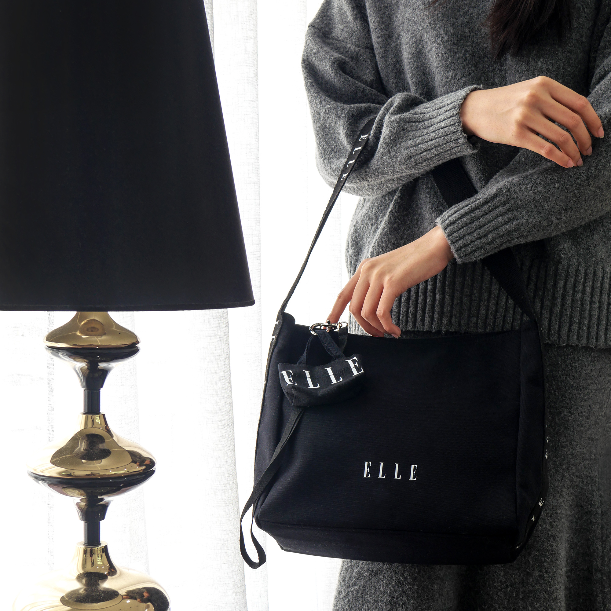 ELLE HOBO BAG Canvas Fabric Tote Bag Women Available In 3 Colors Ewg ...