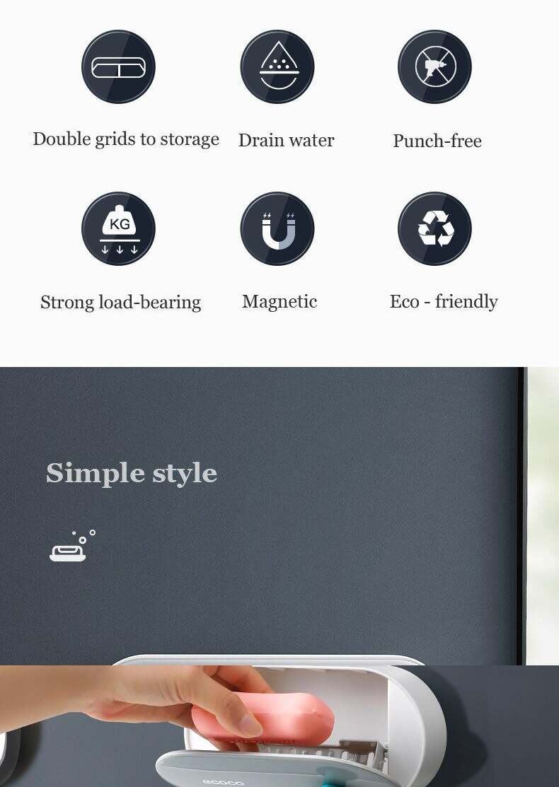 ECOCO Wall-Mounted Soap Holder No Drilling Required Plastic 2-Layer Extra Space Saving | Shopee ...