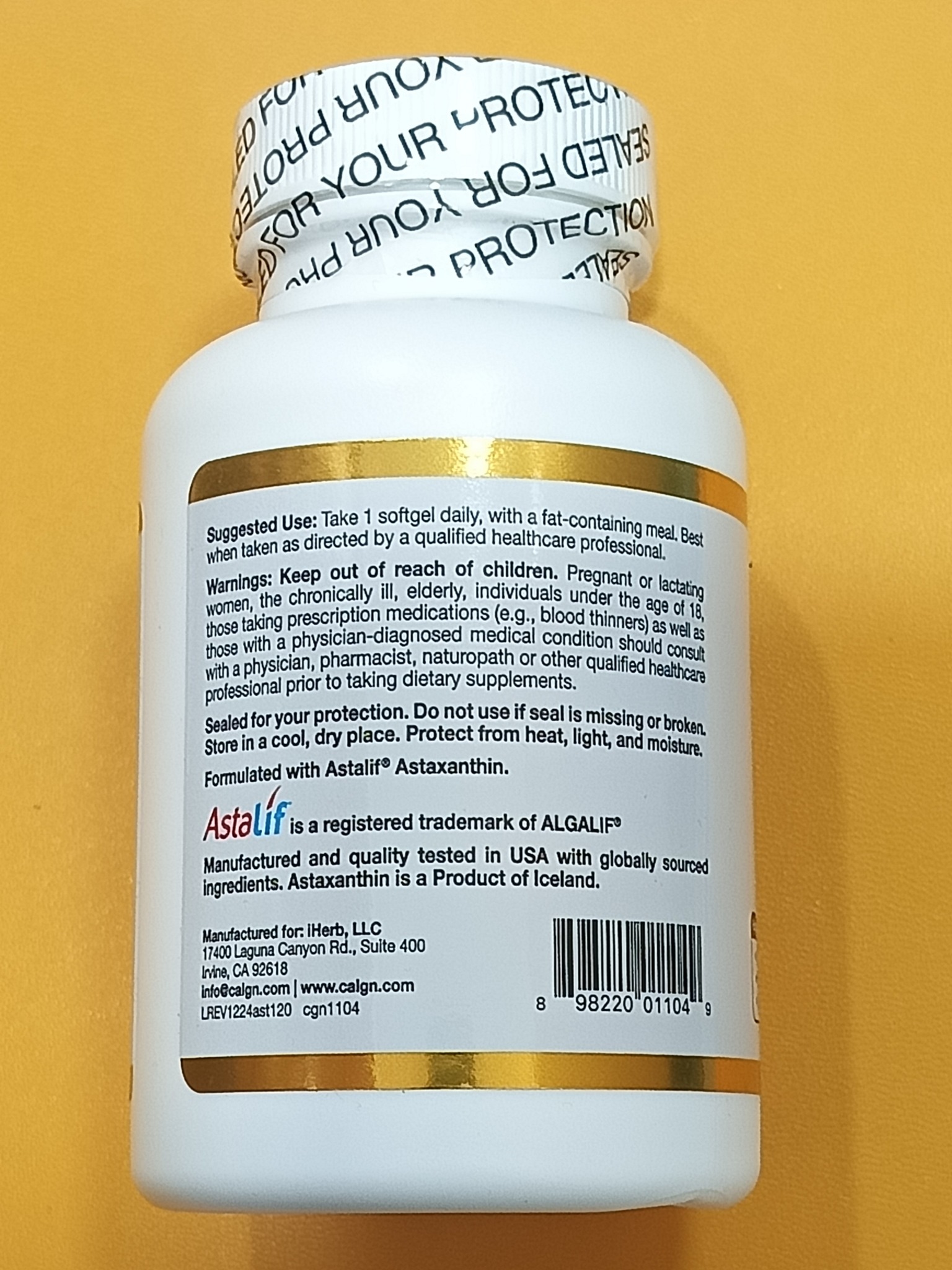 Astaxanthin California Gold Nutrition Astalif Pure Icelandic 12 mg 120 ...