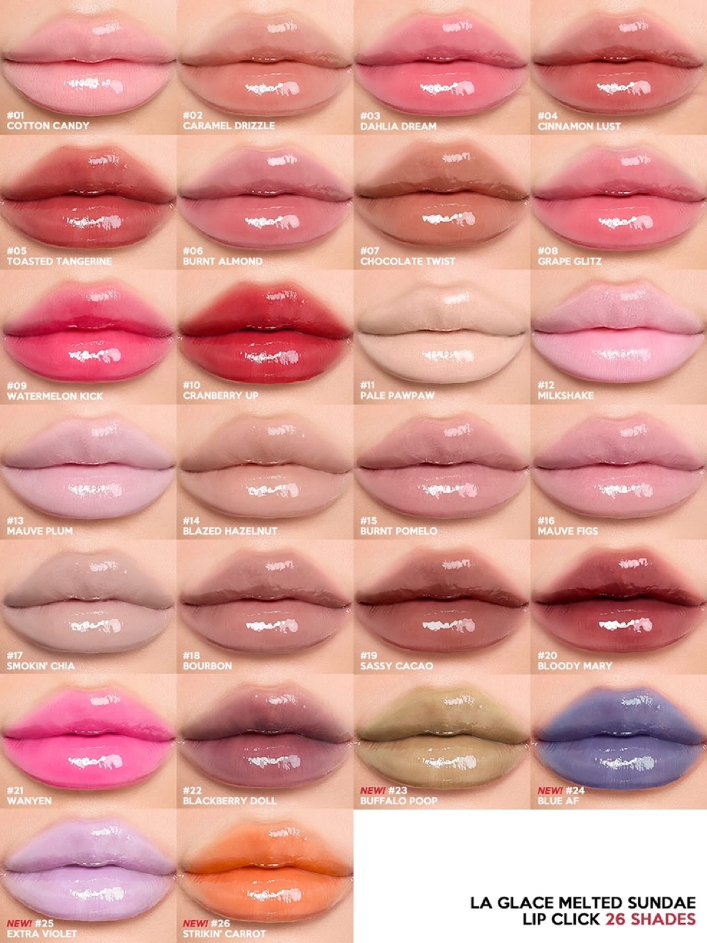 (All Colors Available) LA GLACE-Melted Sundae Lip Click 26 shades Ice ...