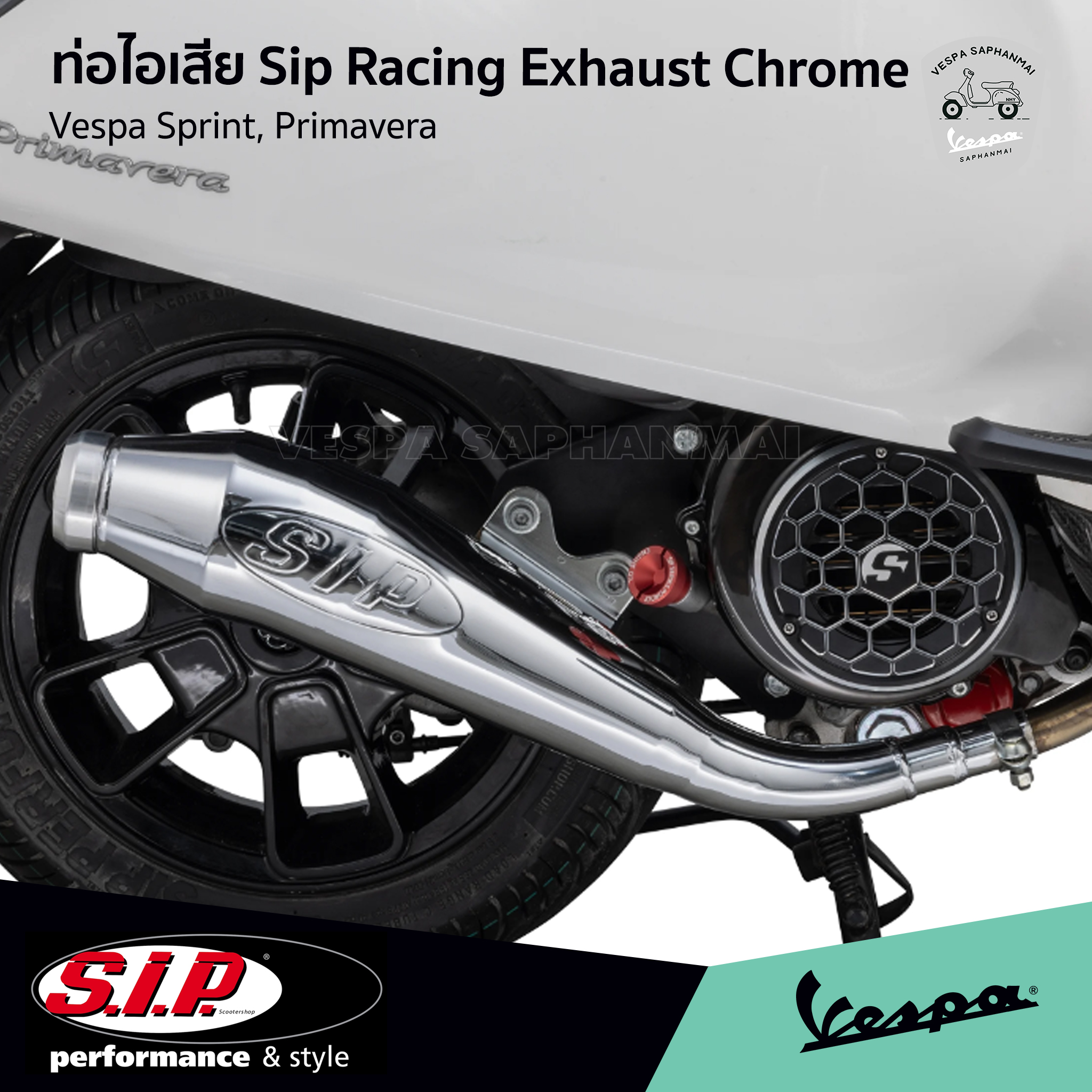 Vespa SIP Racing Exhaust chrome Pipe Imported From Germany For S Lx ...