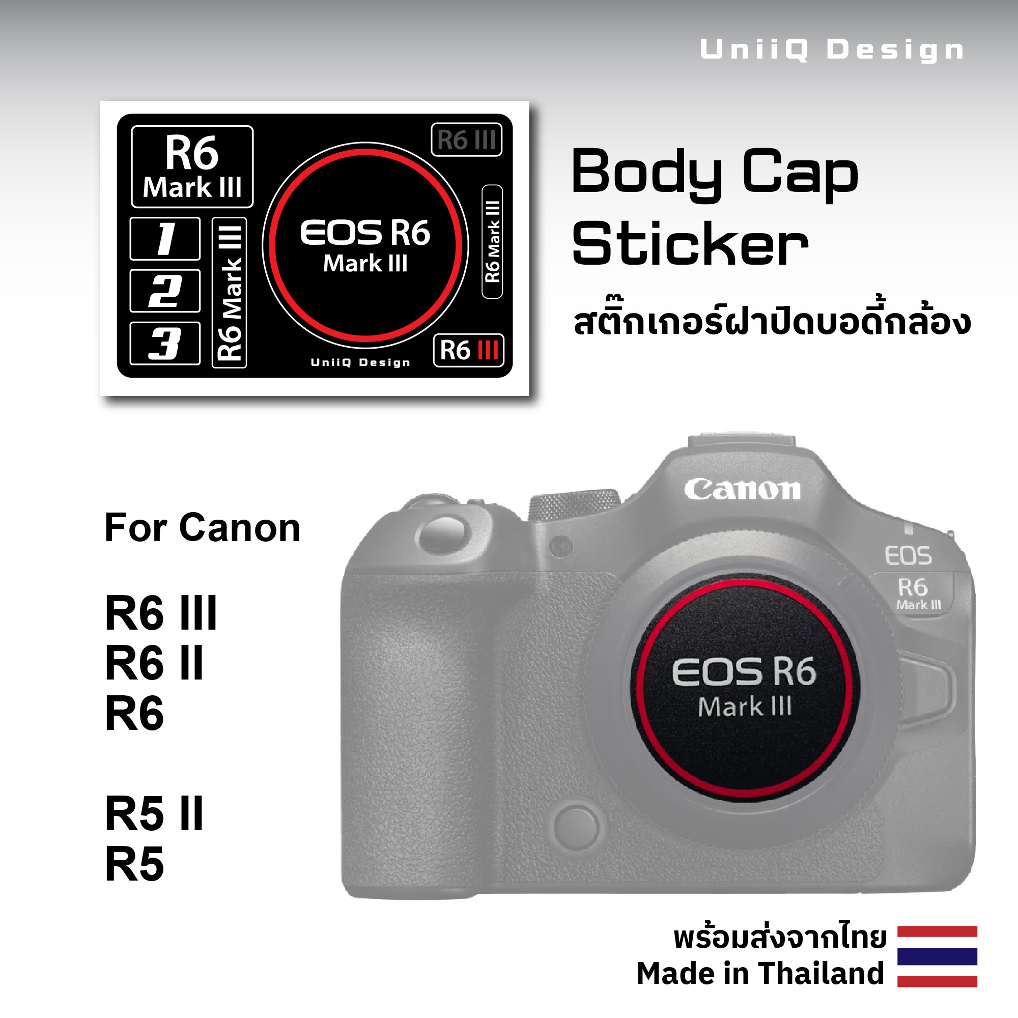 Canon EOS R5 /R6 Camera body cap sticker with model | Shopee Malaysia