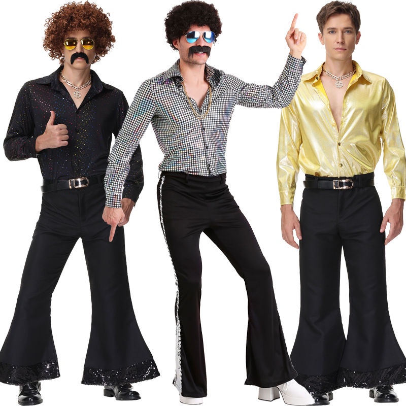 Retro disco disco Costume 70s Hippie Masquerade Elvis Bar Rock Singer ...