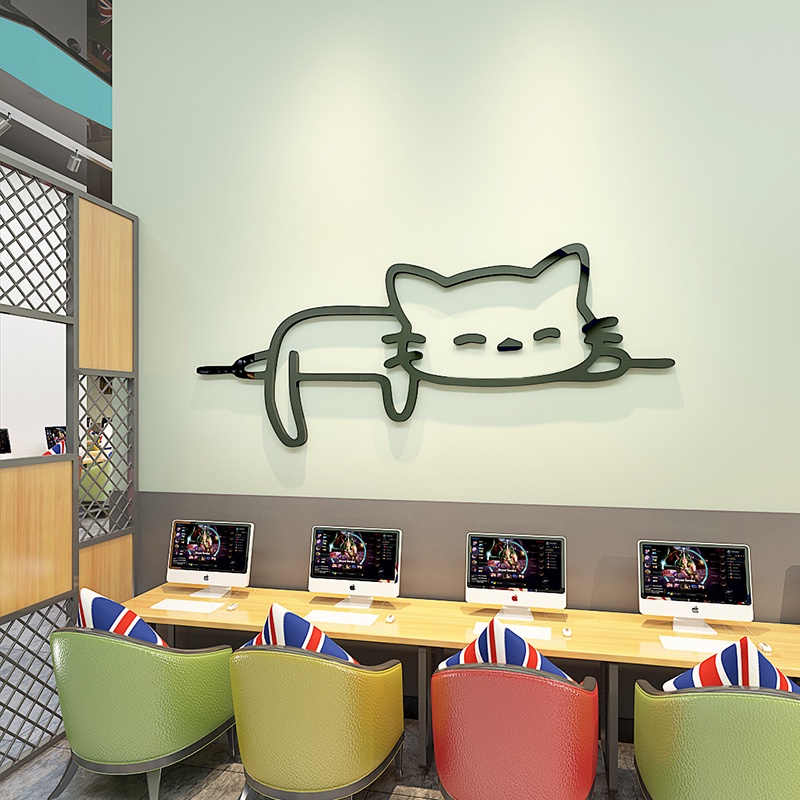 Simple kitten acrylic wall stickers pet shop window stickers three ...