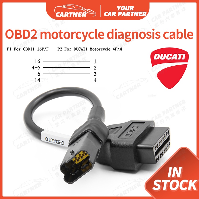 Cartner DUCATI 4pin To 16pin OBD Diagnostic Cable Extension Connectors ...