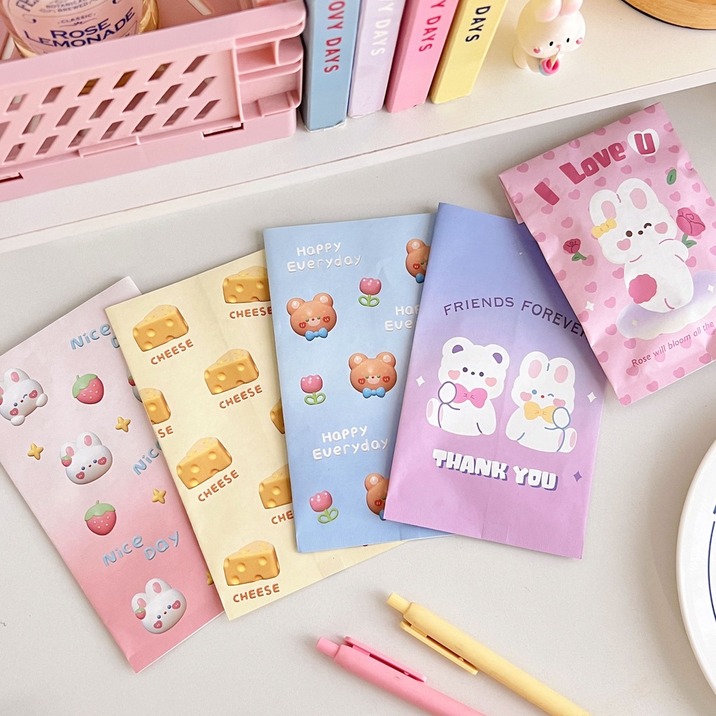 Cartoon Gift Paper Bag Cute Small Item Storage Bag Girl Heart Snack ...