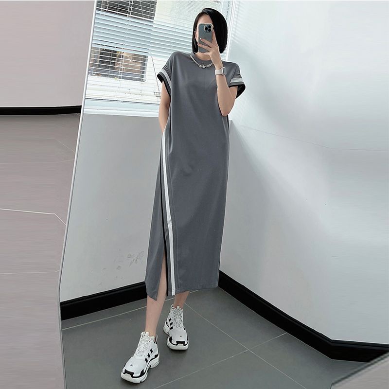 A2 Fat mm2023 New Style European Version Design Slit Dress Large Size 150kg Over-The-Knee Loose ...