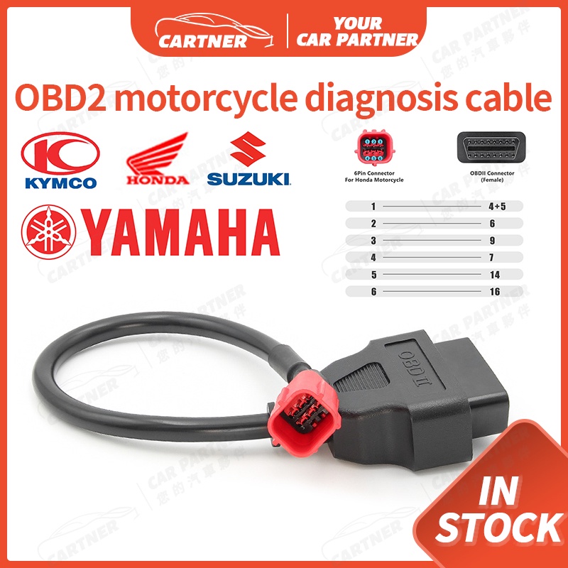 Cartner EURO5 YAMAHA HONDA 6pin To 16pin OBD Diagnostic Cable Extension ...