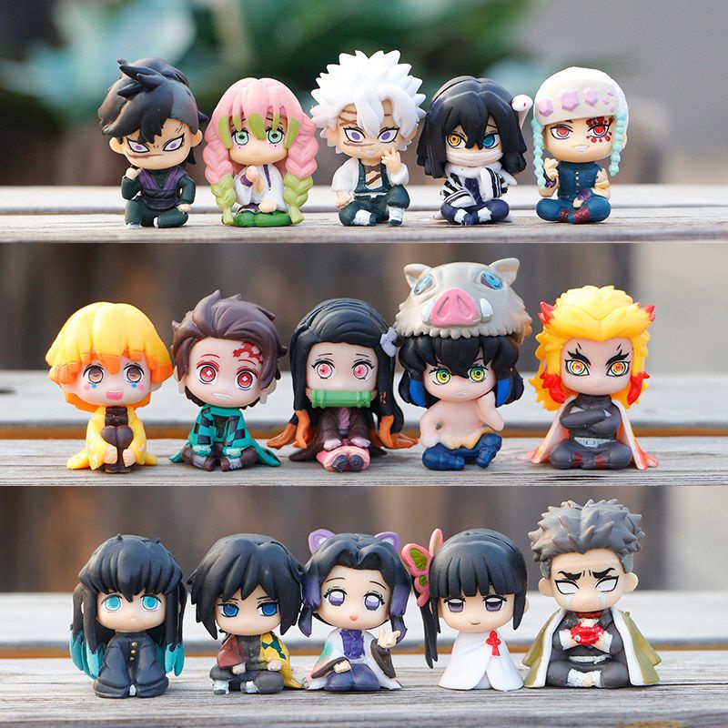 6Pcs/Set Demon Slayer Anime Doll Q Version Tanjiro Nidouzi Inosuke ...