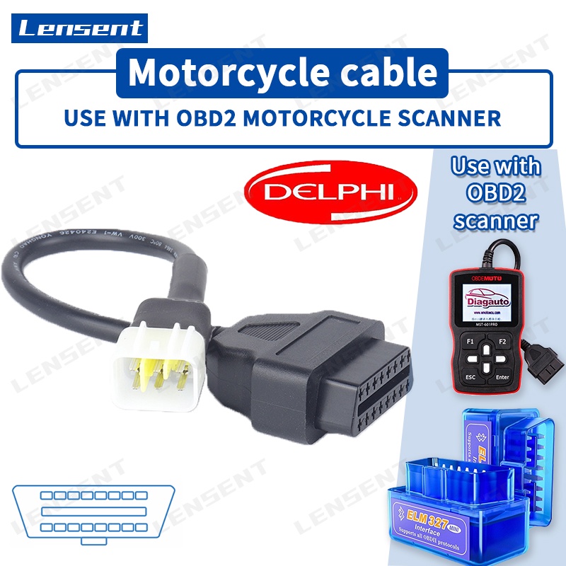 Lensent Delphi 6pin To 16pin OBD Diagnostic Cable Extension Connectors ...
