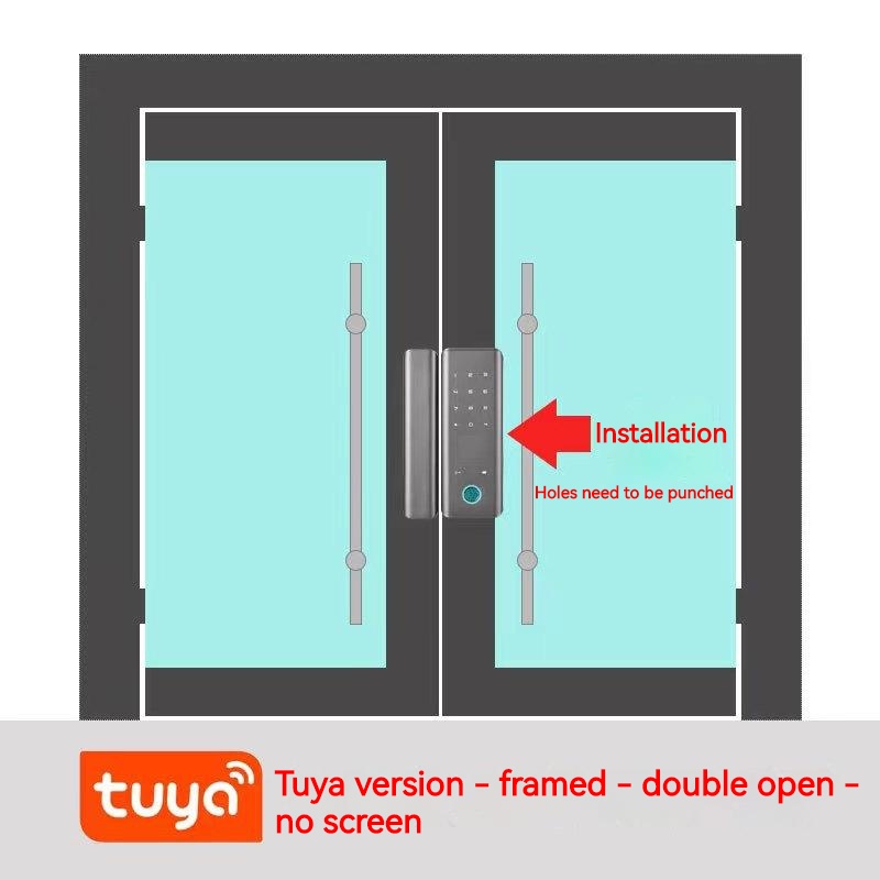 frameless framed glass door lock smart fingerprint door lock password ...